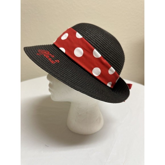 Disney | Accessories | Disney Parks Minnie Mouse Straw Fedora Hat Youth ...